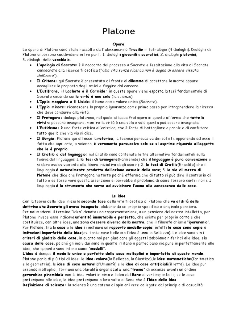 FILOSOFIA - Platone | PDF