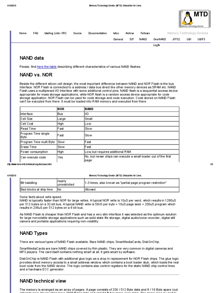 An In-Depth Guide to NAND Flash Memory Technology and Filesystems for Linux | PDF | Flash Memory ...