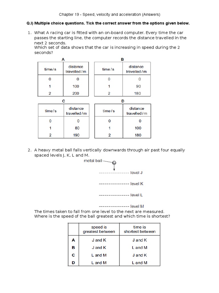 19 - Speed, Velocity and Acceleration | PDF | Acceleration | Velocity