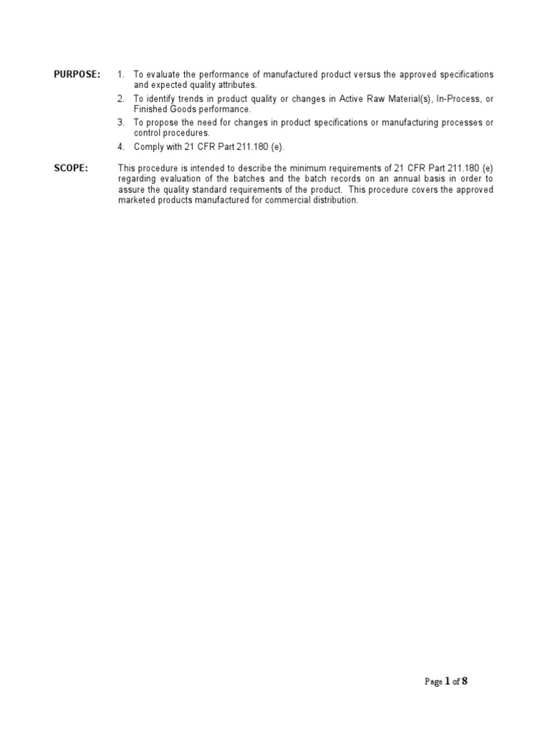 Example Annual Product Review Report Format | PDF