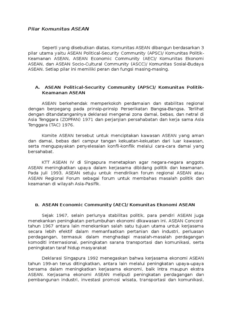 Pilar Komunitas ASEAN | PDF