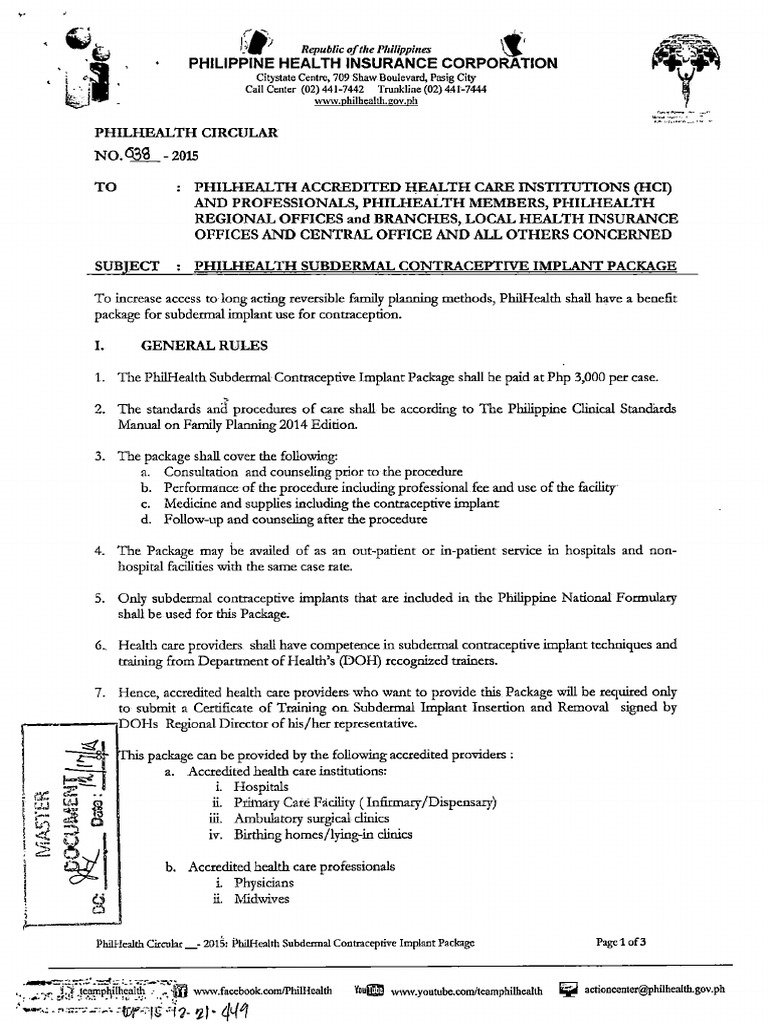 Philhealth Circular On Implants 2015 | PDF