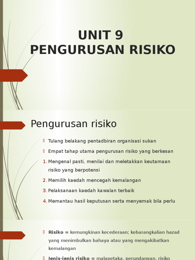 Unit 9 Pengurusan Risiko | PDF