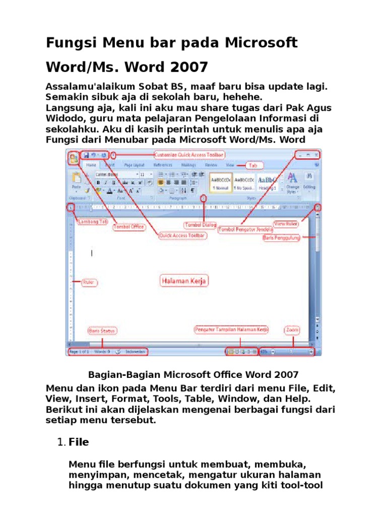 Fungsi Menu Bar Pada Microsoft Word | PDF