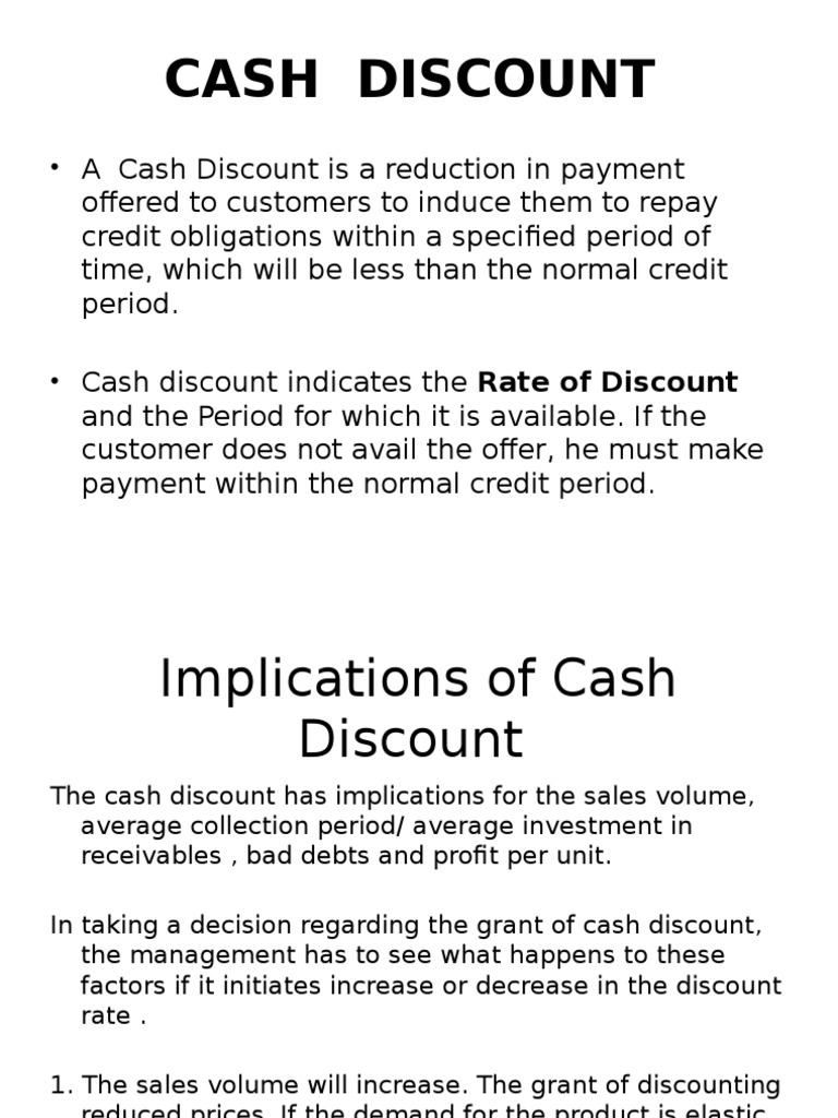 Cash Discount Impact on Sales and Profits | PDF | Discounting ...