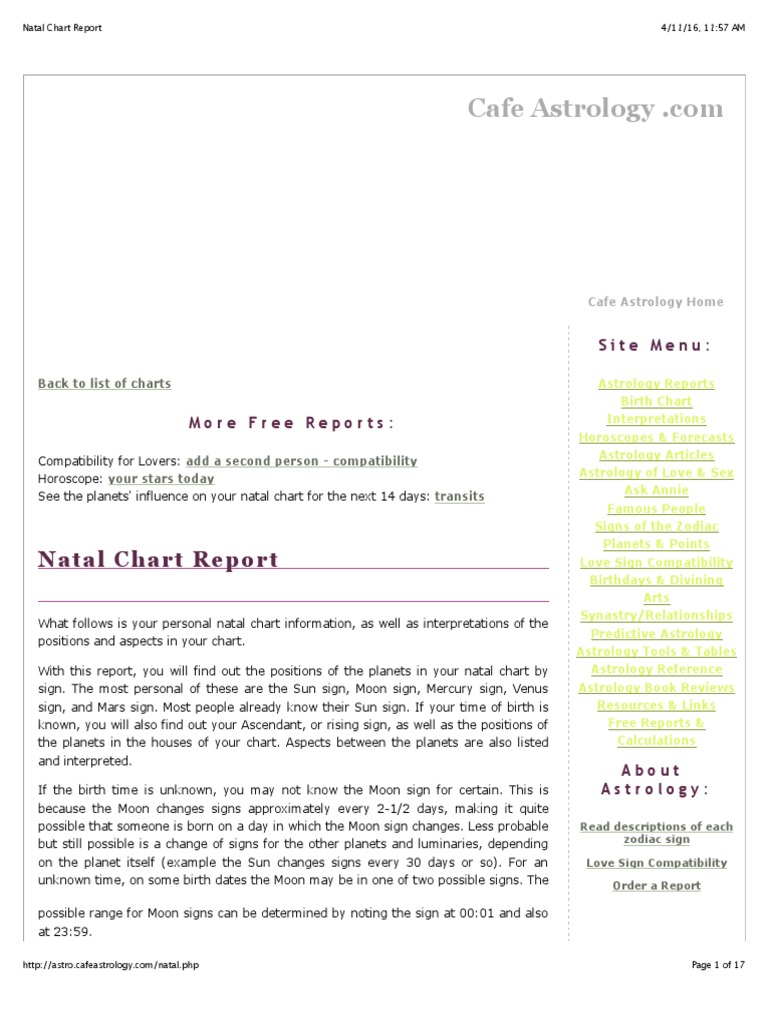 Vanna Natal Chart Report | PDF | Planets In Astrology | Astrological Sign