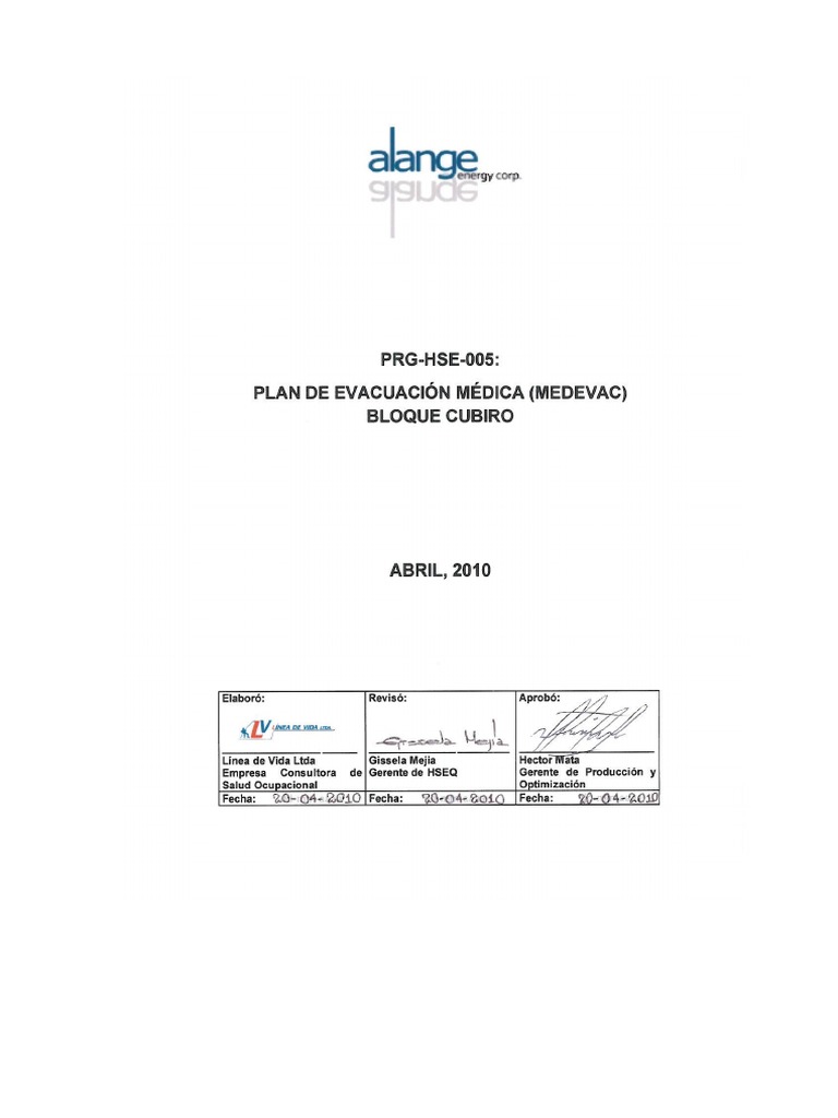 Plan de Evacuación Médica (Medevac) Bloque Cubiro | PDF | Lesión | Ambulancia