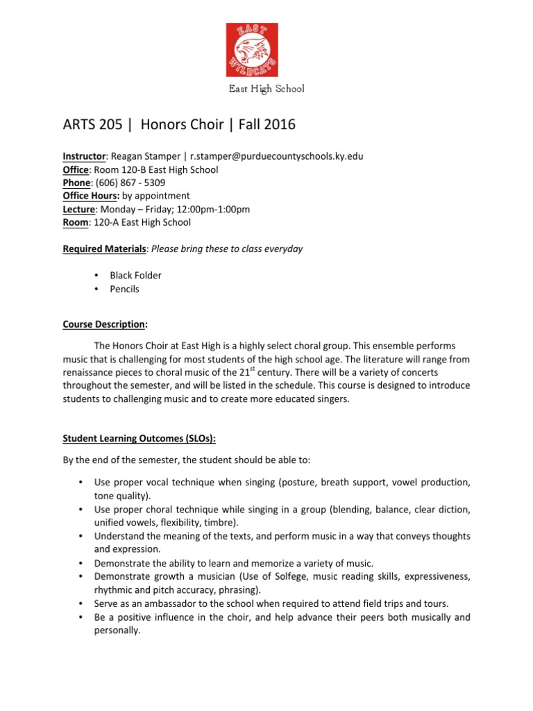 Syllabus | PDF | Singing | Choir