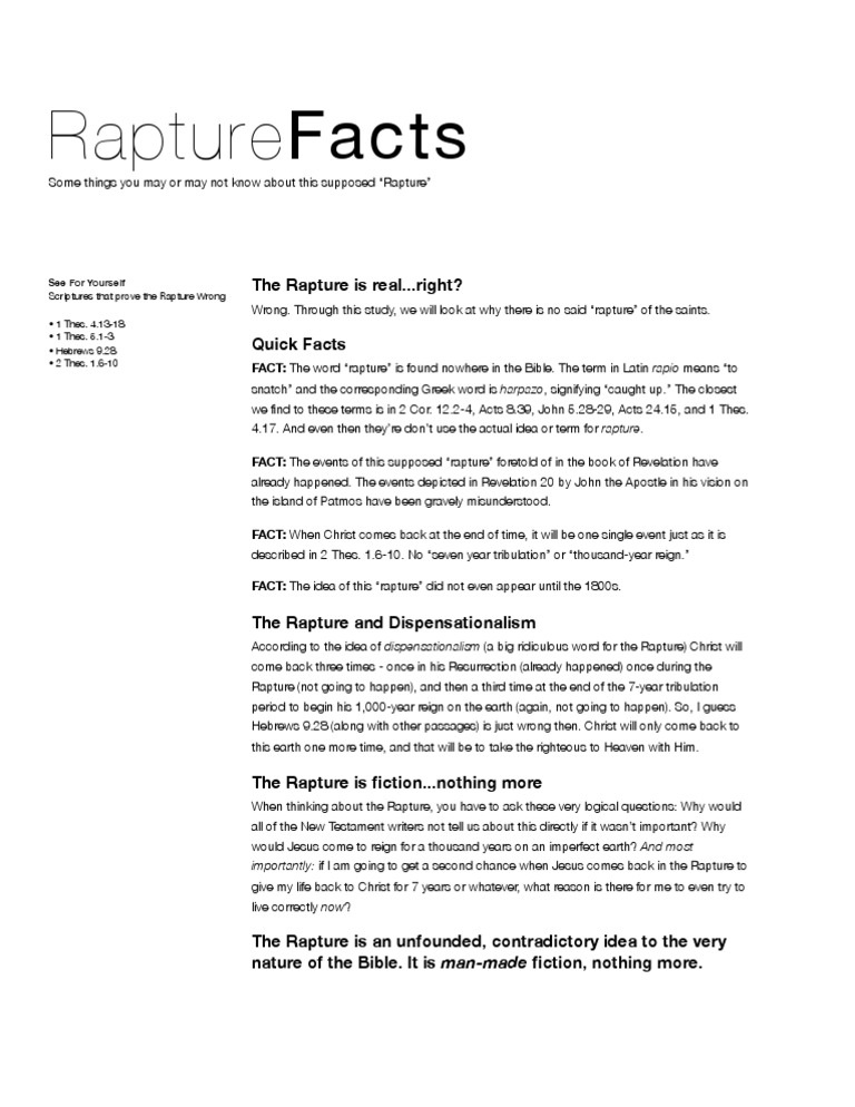 Facts About The Rapture | PDF | Rapture | John The Apostle