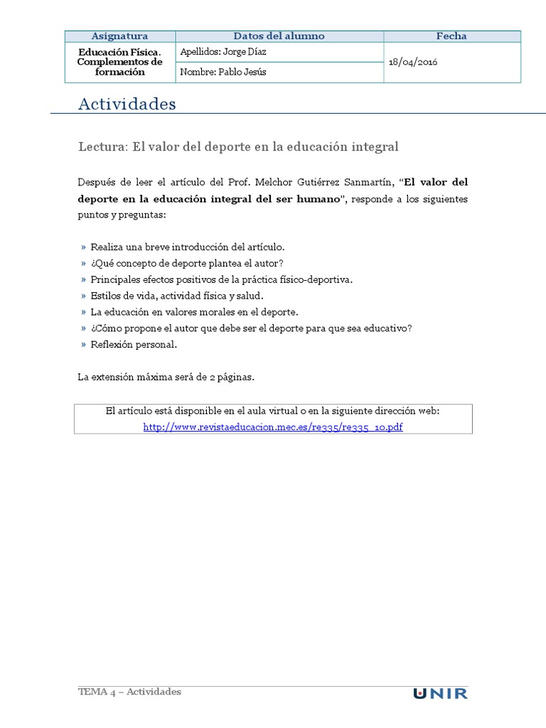 Educación Física y Valores en el Deporte | PDF | Deportes | Educación ...
