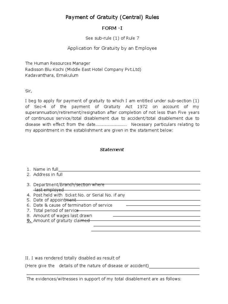 FORM I & Receipt Gratuity | PDF | Gratuity | Payments