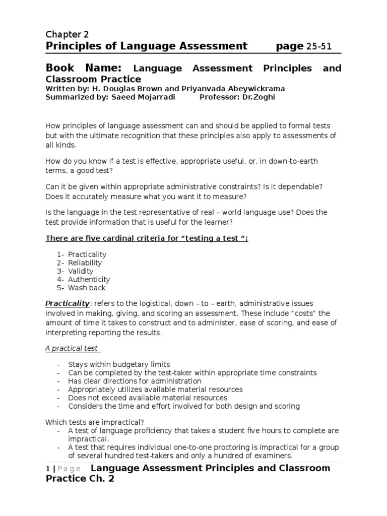 Principles of Effective Language Assessment | PDF | Educational ...