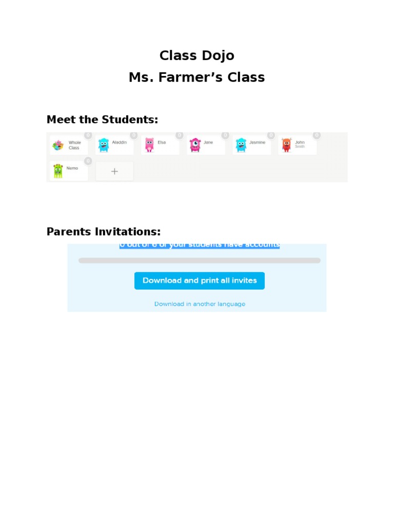 Class Dojo Overview for Ms. Farmer's Class | PDF | Wellness