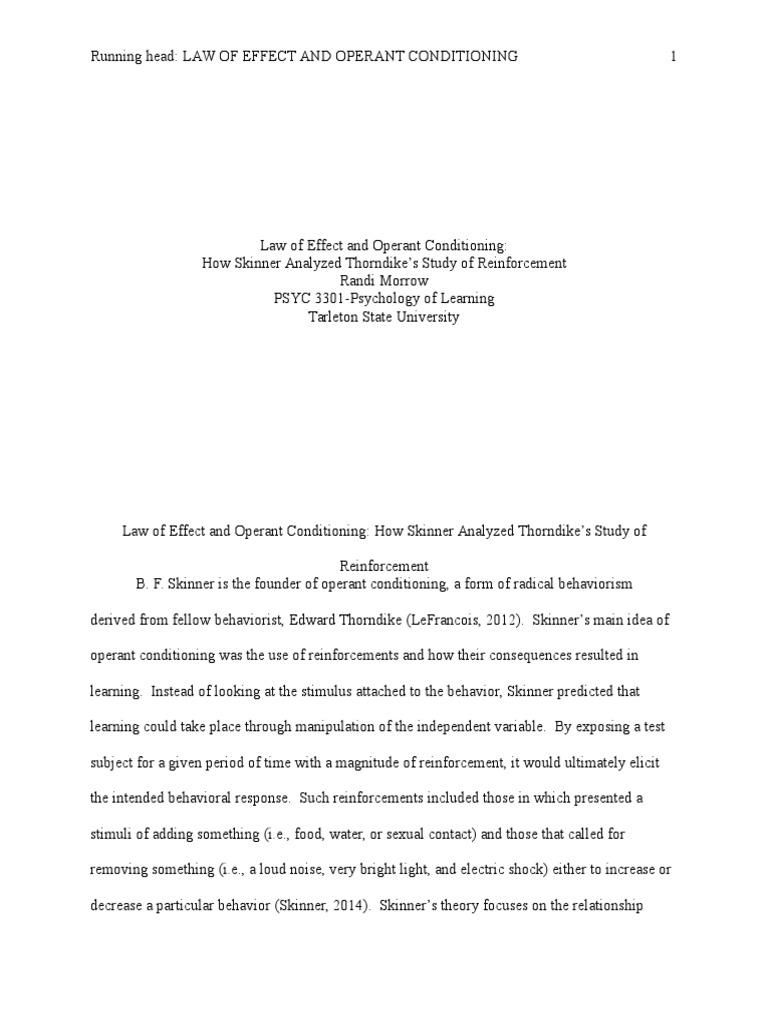 Law of Effect and Operant Conditioning | PDF | Reinforcement ...
