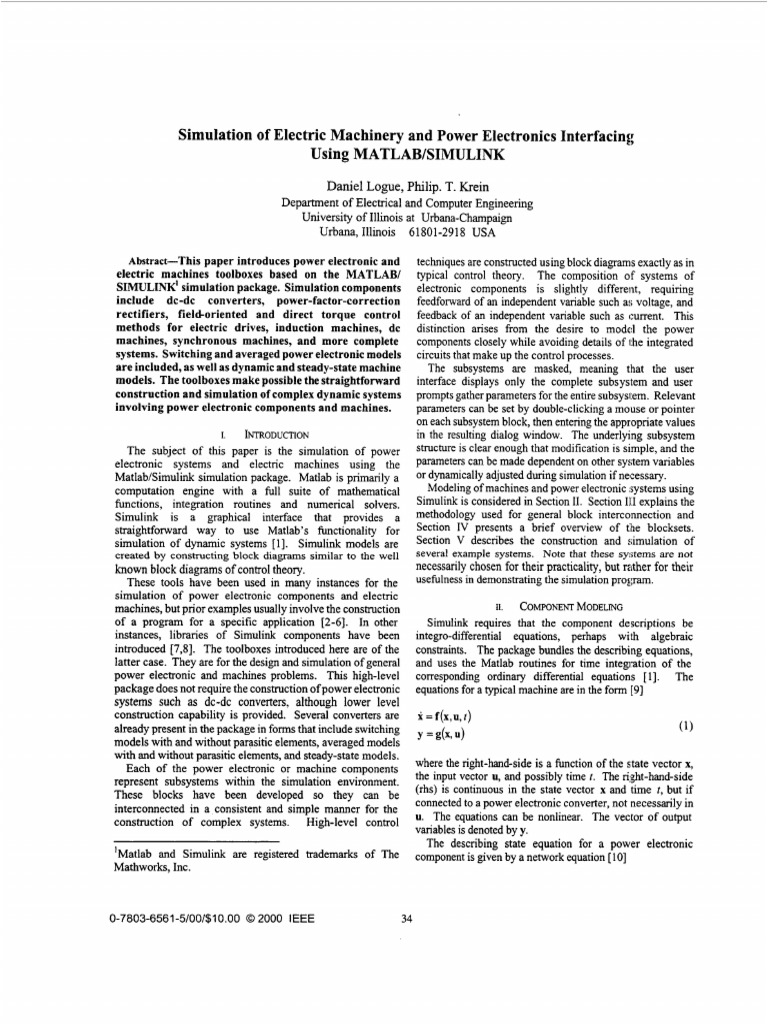 Simulation of Electric Machinery and Power Electronics Interfacing ...