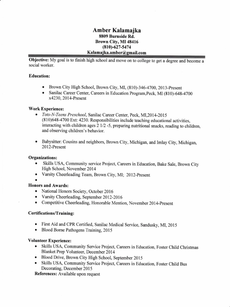 Amber Kalamajka's Resume Summary | PDF