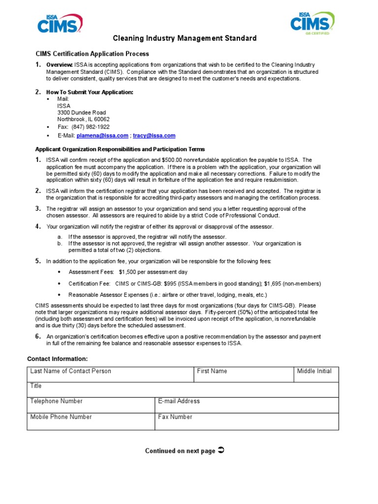 Cims Application Form | PDF | Certification | Cheque