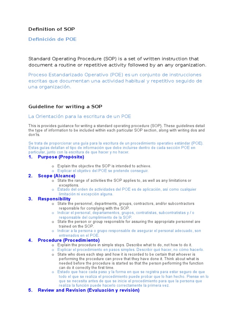 Definition of SOP | PDF | Referencia | Idiomas