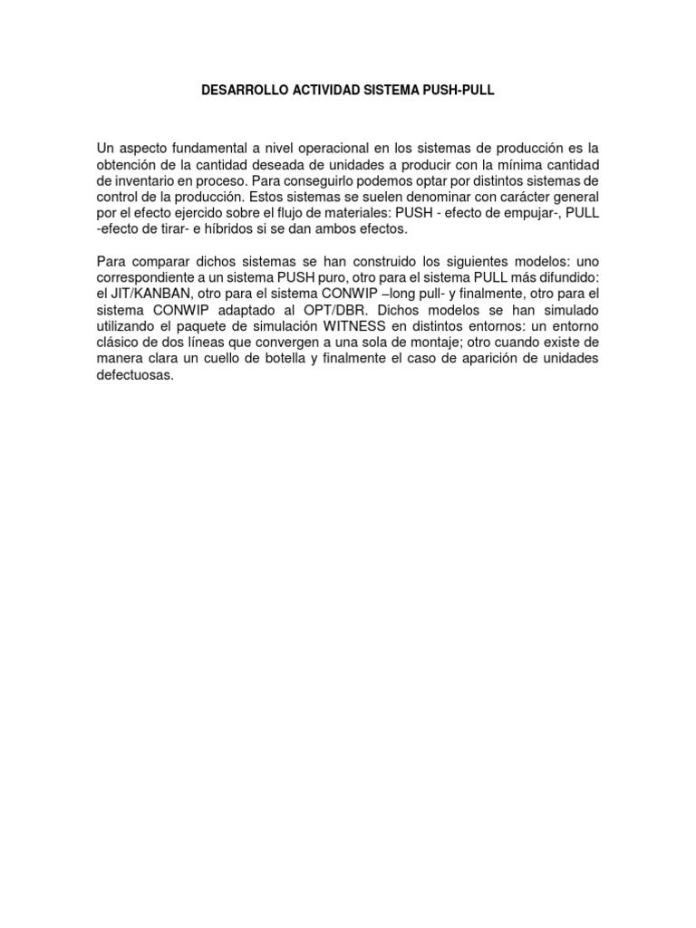 Análisis comparativo de sistemas de producción push, pull y híbridos ...