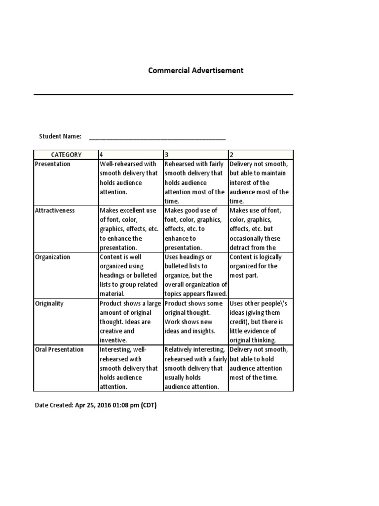 Commercial Rubric | PDF | Art