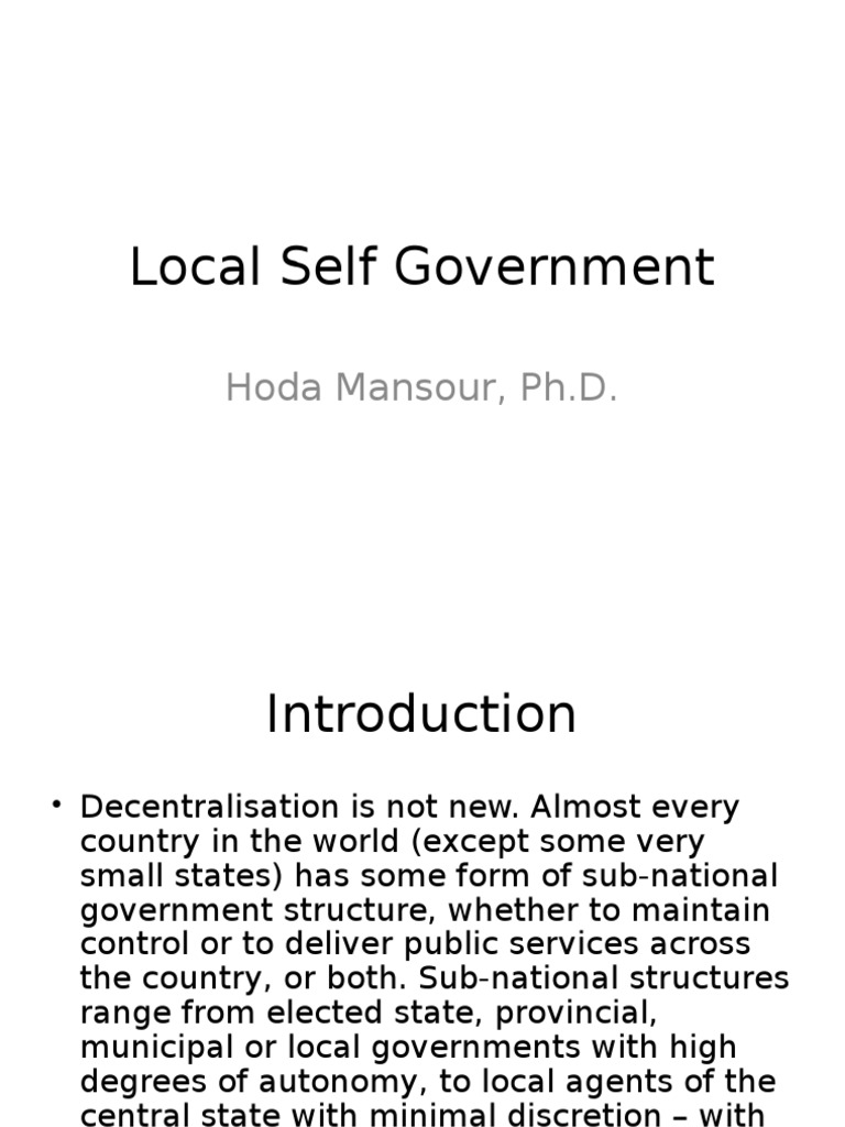 Understanding Local Self Government | PDF | Decentralization | Local ...