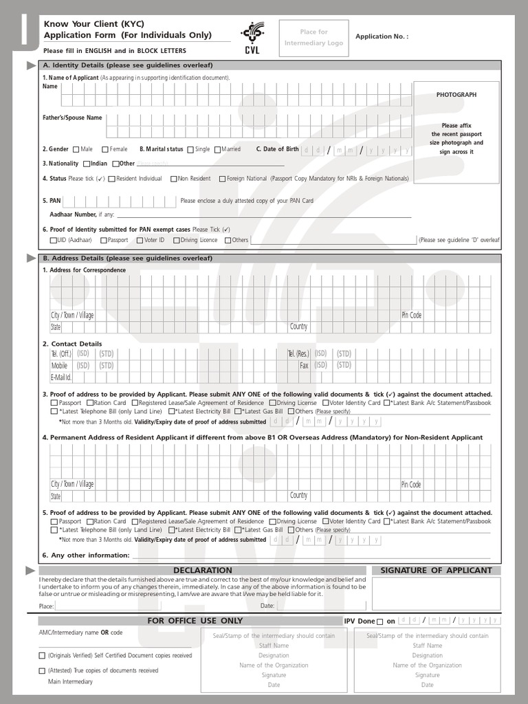 KYC Individual Form | PDF