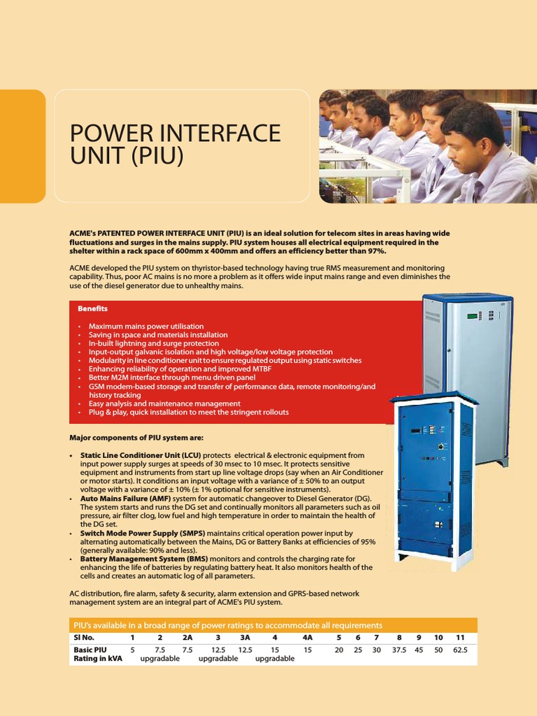 ACME PIU Powers Telecom Sites | PDF | Mains Electricity | Power Supply