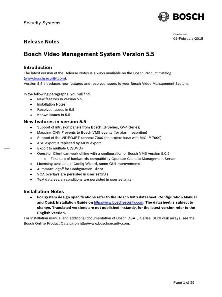 02 BVMS VERSION 5 5 ReleaseNotes v3 PDF | PDF | Windows 7 | Microsoft ...