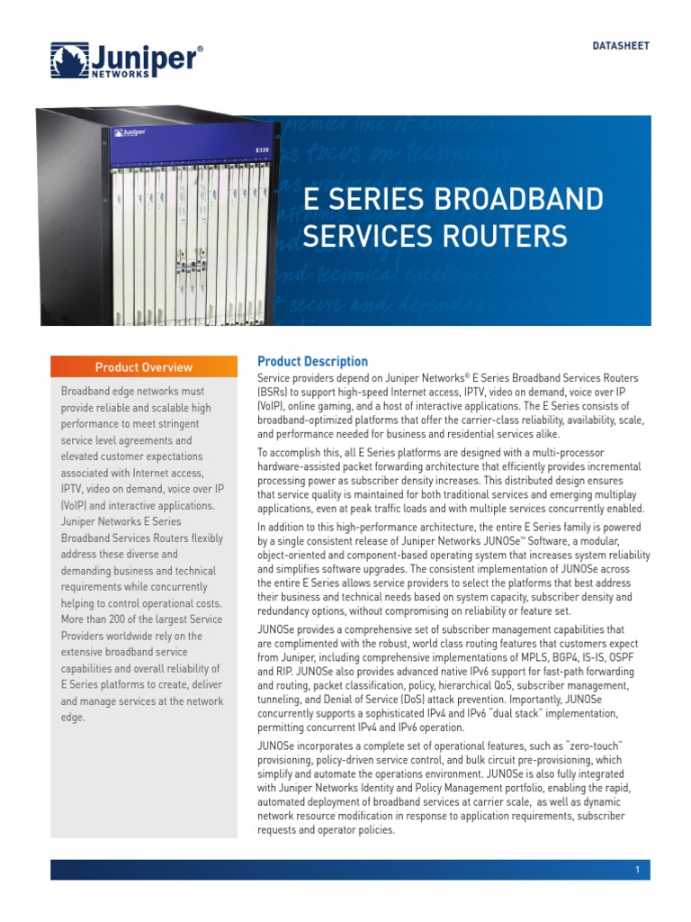 Juniper E Series Datasheet | PDF | Computer Networking ...