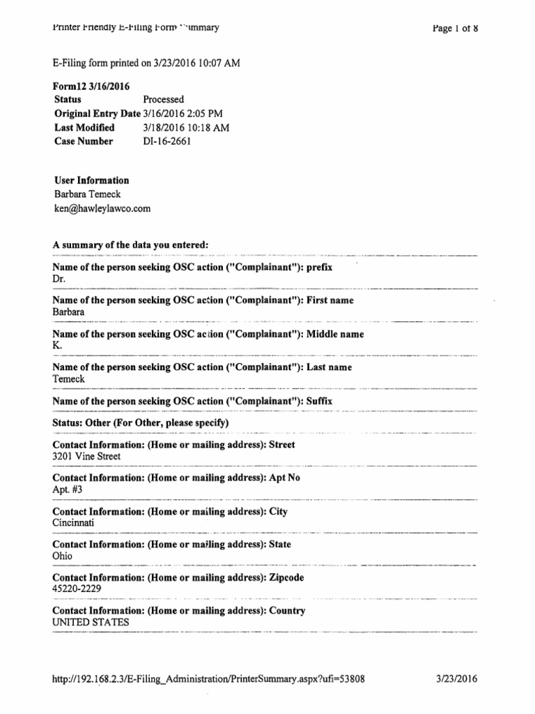 OSC Whistleblower Complaint | PDF