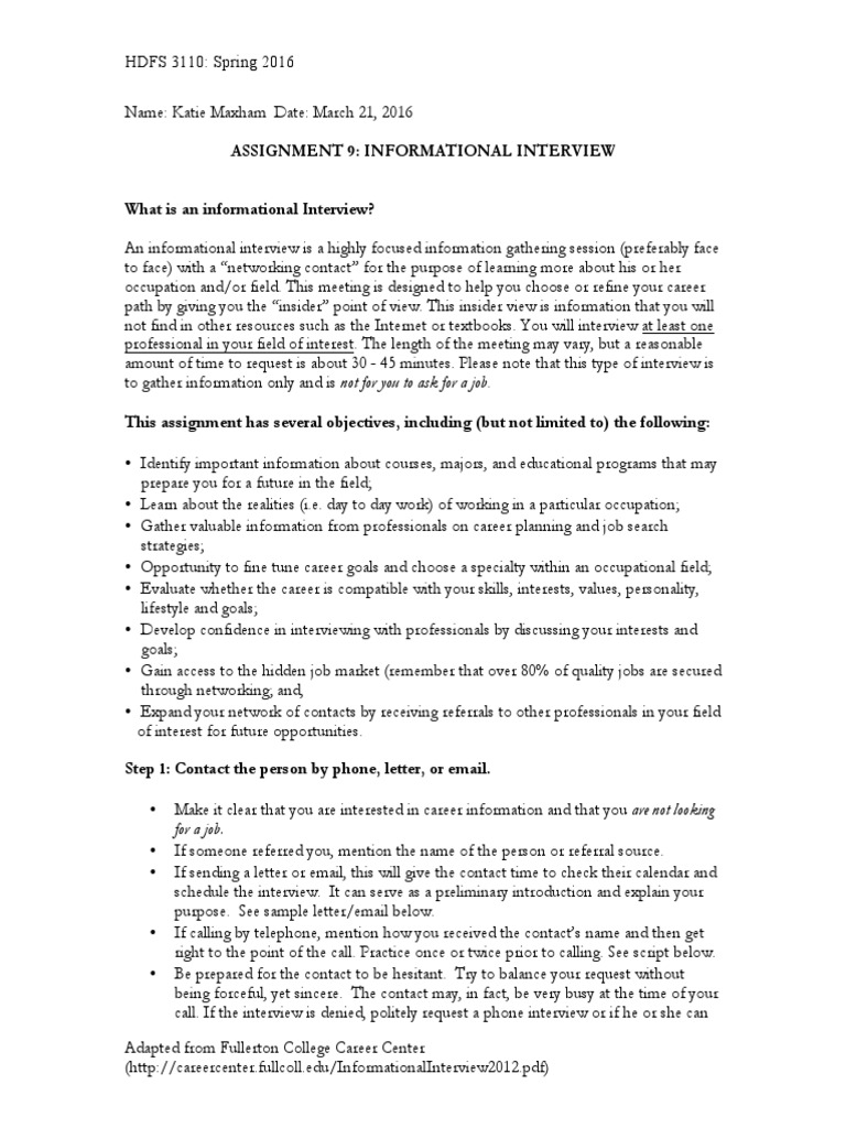 Informational Interview | PDF | Interview | Résumé