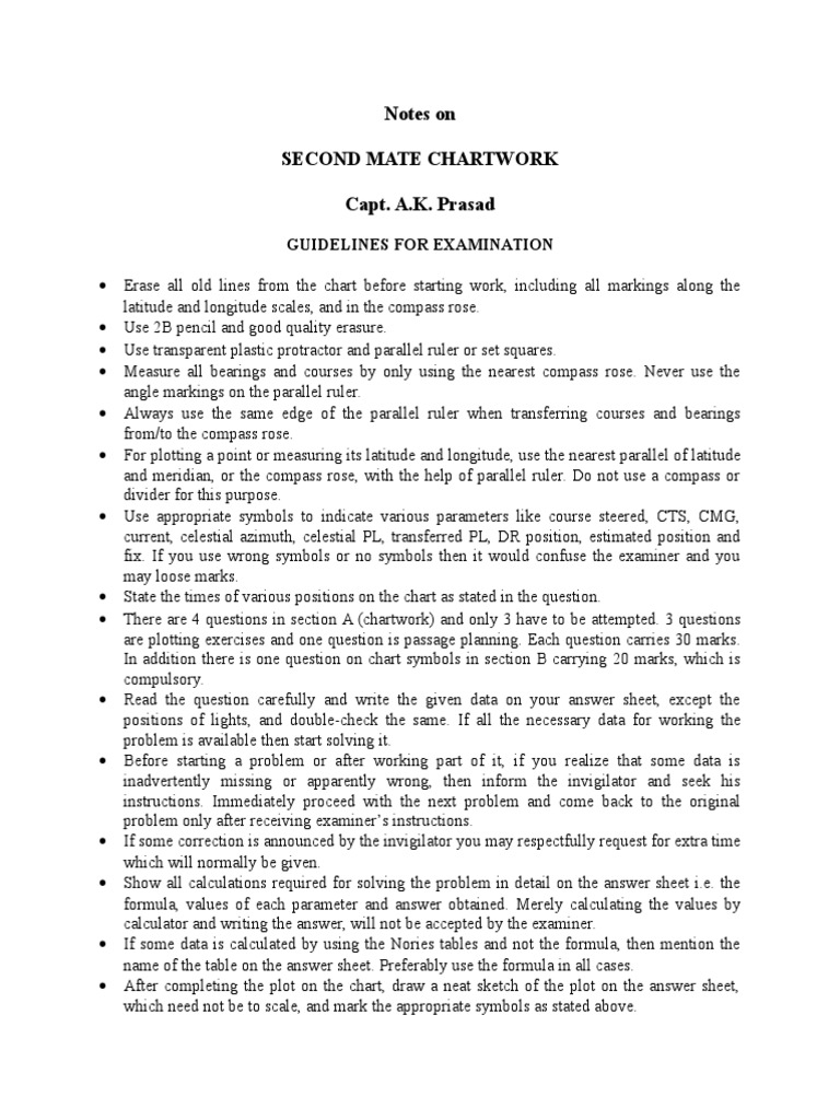 Chartwork Second Mate - Capt.a.K.prasad | PDF | Compass | Circle
