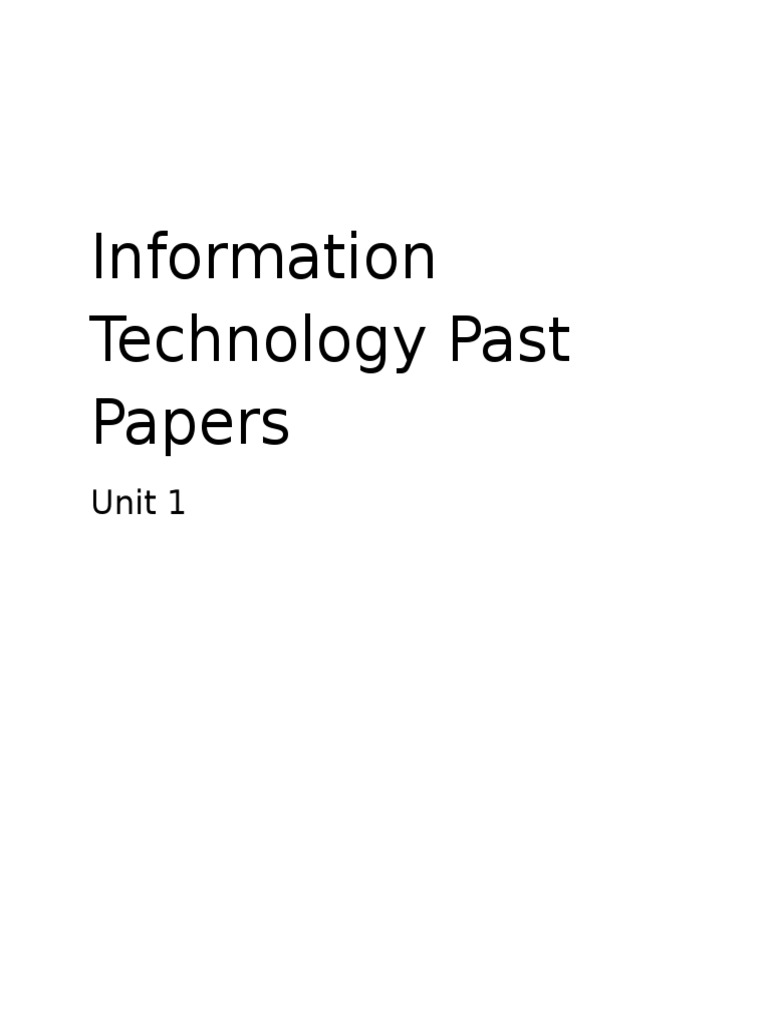 Information Technology Unit 1 Past Papers-1 | PDF | Science | It ...