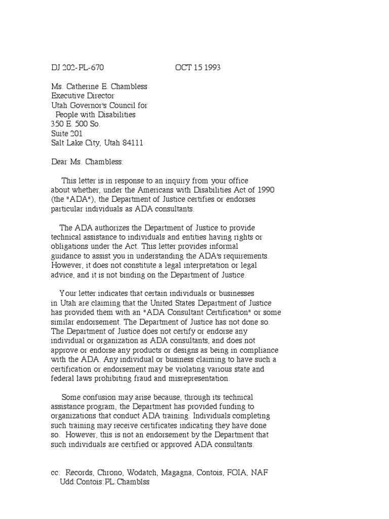 US Department of Justice Civil Rights Division - Letter - tal397 ...