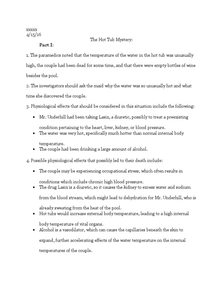 Hot Tub Death: Alcohol and Dehydration Risks | PDF | Vasodilation ...