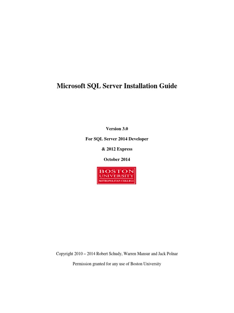 SQL Server 2014 Installation Guide v3 | Download Free PDF | Microsoft Sql Server | Installation ...