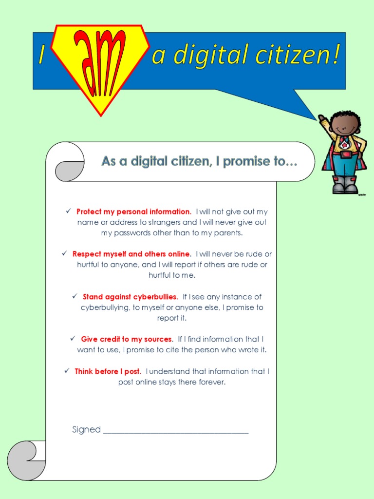 Digital Citizenship Student Pledge | PDF