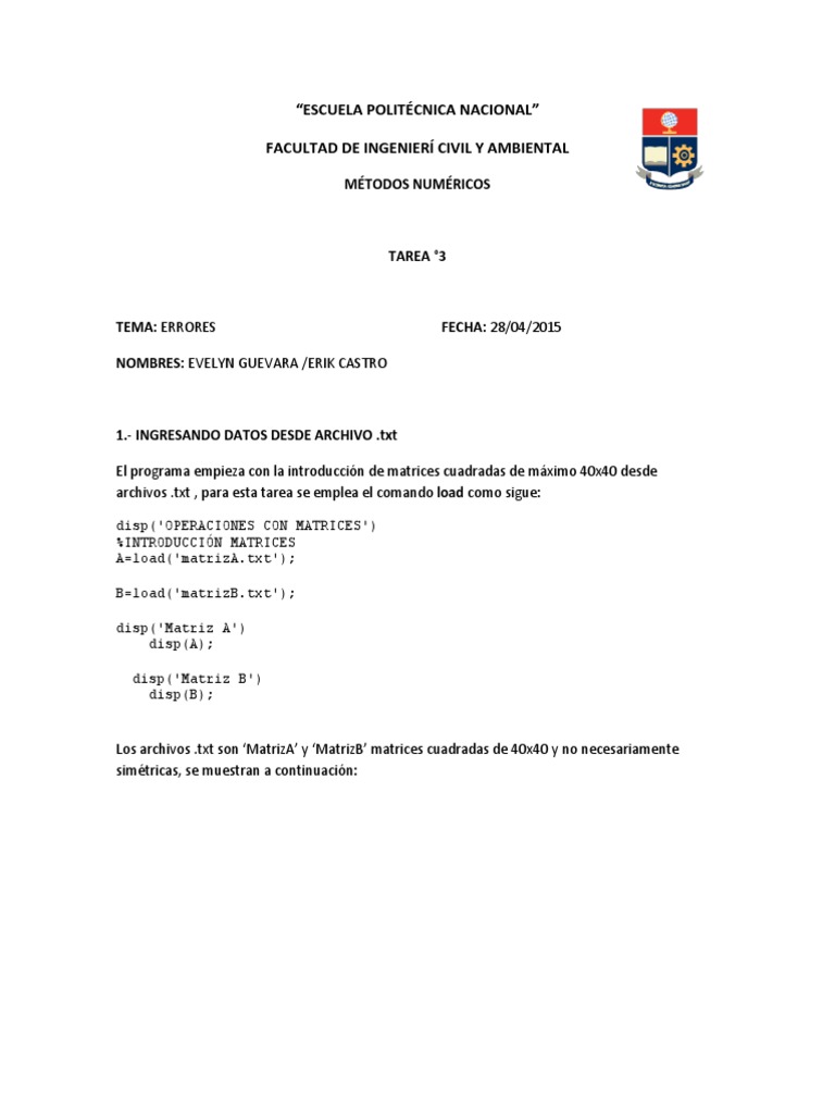 Matrices en Matlab | PDF | Matriz (Matemáticas) | Estructura de datos ...