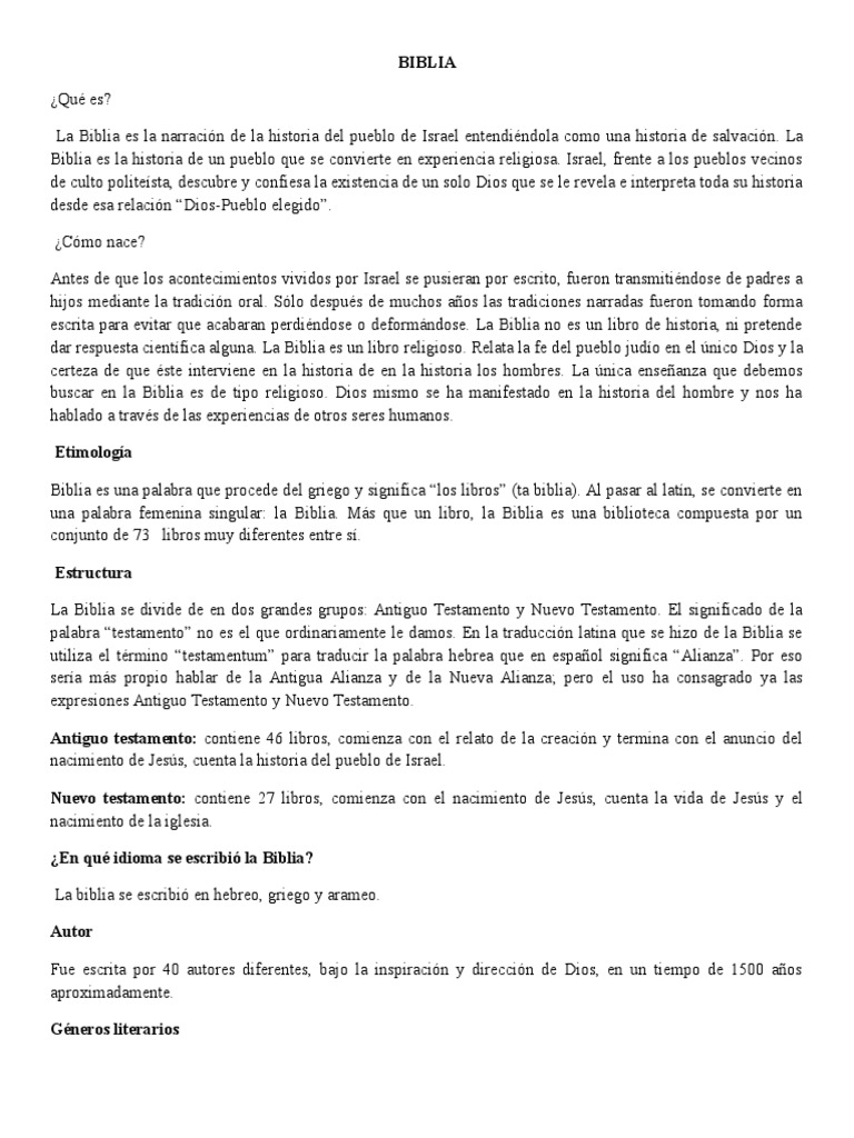 Estructura y libros de la Biblia | PDF | Viejo Testamento | Biblia