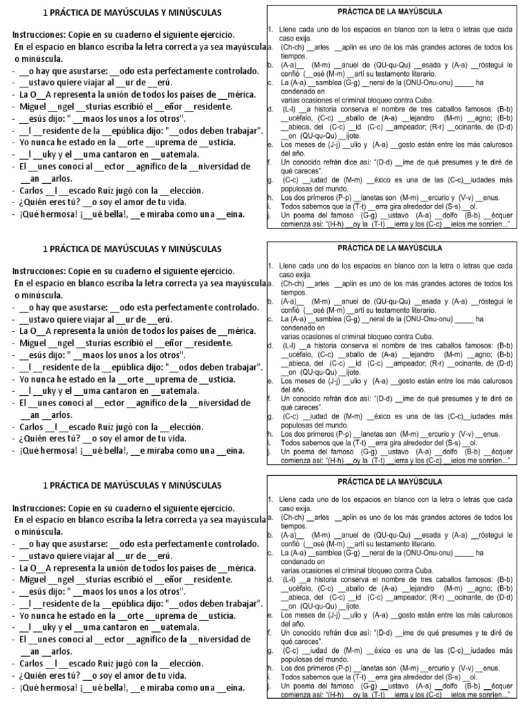 1 Práctica de Mayúsculas y Minúsculas | PDF