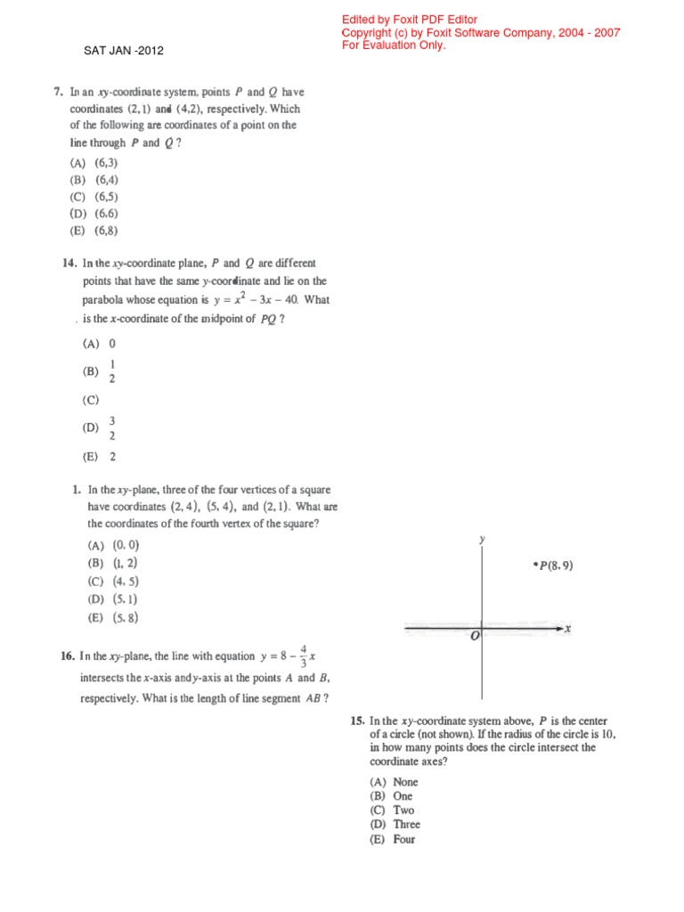 Additional SAT Qstns Coordinate | PDF | Business