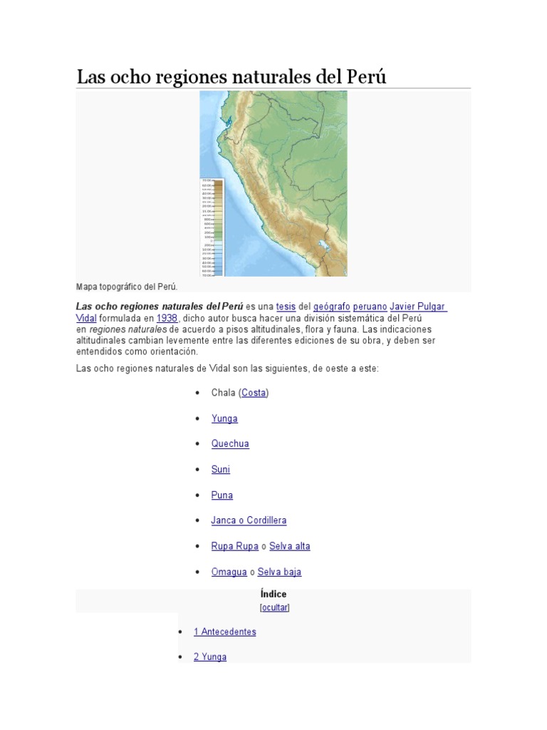 Las Ocho Regiones Naturales Del Perú | PDF | Perú | Clima