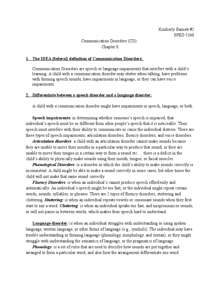 GN Chapter 8 Communication Disorders | PDF | Stuttering | Vocabulary
