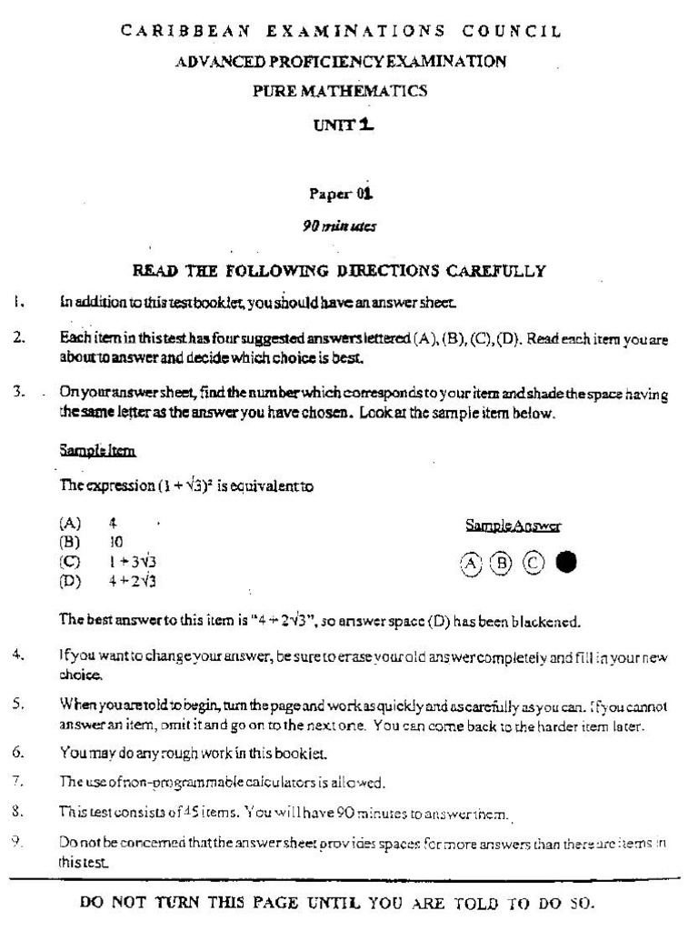 CAPE Pure Math 2008 Trinidad U1 P1 | PDF