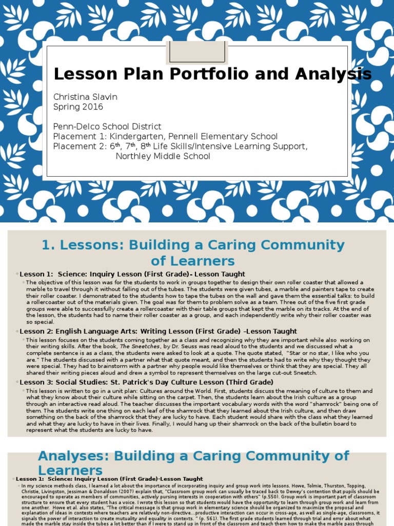 Lesson Plan Portfolio: Building Community | PDF | Educational ...