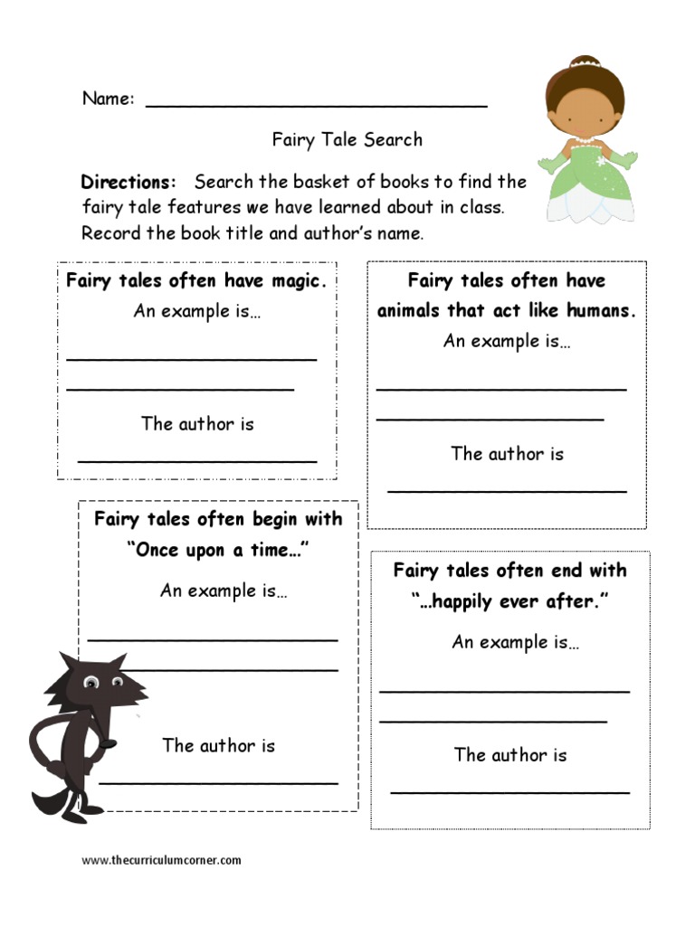Fairy Tale Features Activity Sheet | PDF | Poetry | General Fiction