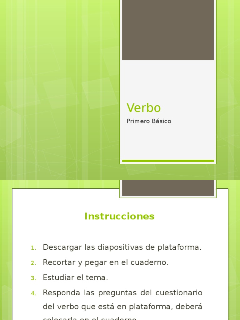 Diapositivas EL VERBO | PDF