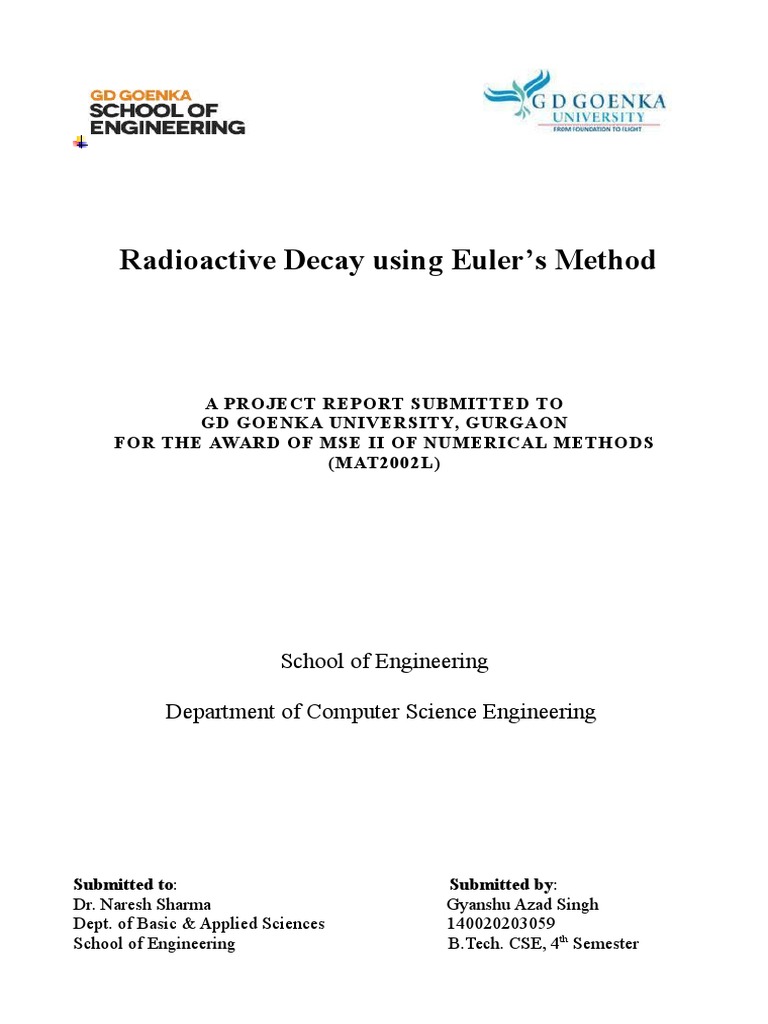 NM Project On Radioactive Decay Using Euler's Method | PDF | Technology ...