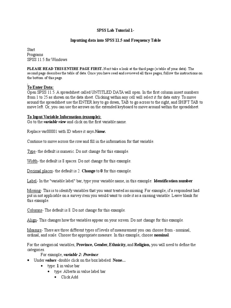 SPSS Lab Tutorial 1 | PDF | Spss | Spreadsheet