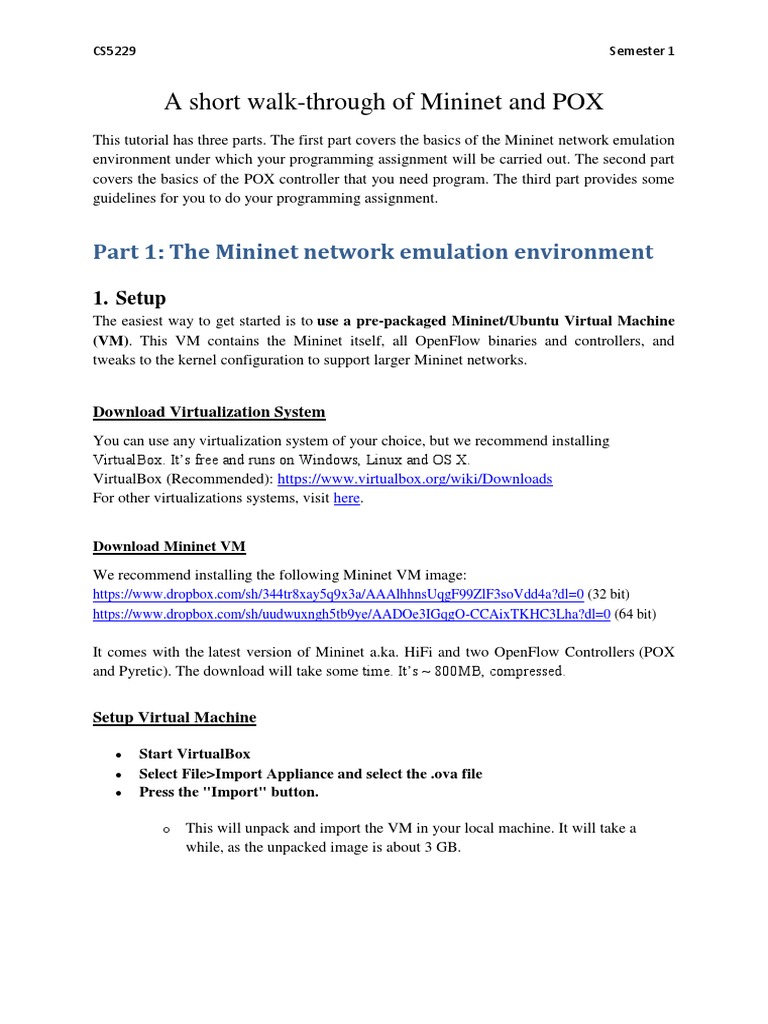 A Short Walk-Through of Mininet and POX: Part 1: The Mininet Network Emulation Environment | PDF ...
